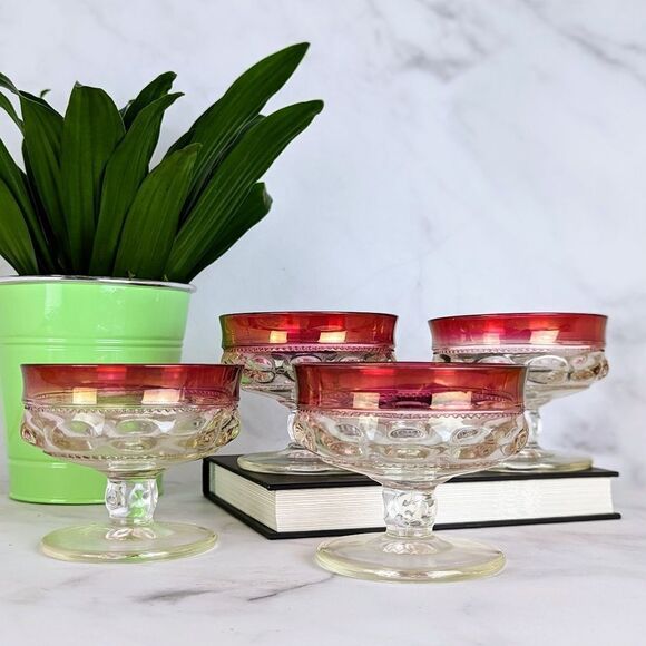 Vintage | Dining | Vintage Indiana Glass Kingscrown Ruby Thumbprint ...